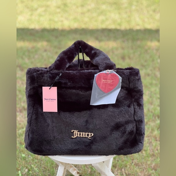 Juicy Couture | Bags | New Black Furry Juicy Couture Viral Tote Purse ...